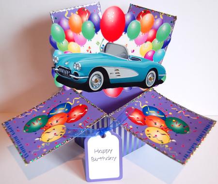 Corvette Birthday 3D Spring Popup Card Kit - CUP231628_866 | Craftsuprint