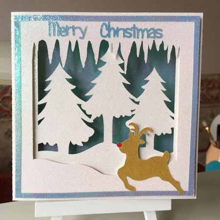 Layered Reindeer and Trees Card with Backing Paper - Photo by JaneAmber