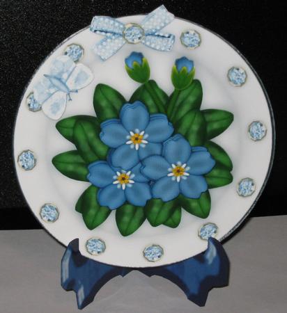 Blue Flowers Plate Card & Stand - CUP123630_168 | Craftsuprint