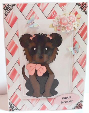 Cute Yorkie in Pretty Pink Frame - CUP327607_983 | Craftsuprint