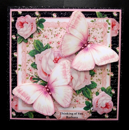 Pink Rose Butterflies Card Front Kit - CUP627897_1483 | Craftsuprint