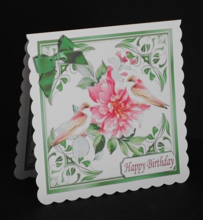 pretty ornate card front/insert with leaves in green 7x7 flowers with ...