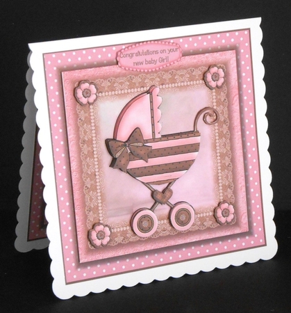 Baby Girl Pram Card Front Kit - CUP588296_1483 | Craftsuprint