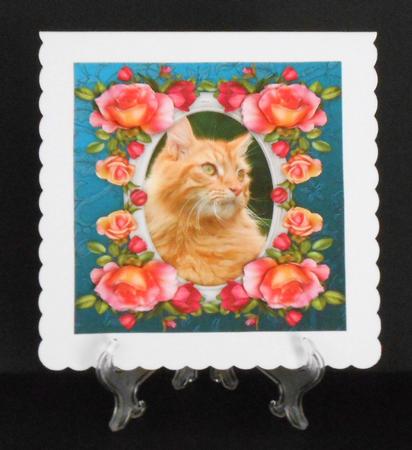 8 x 8 Charlie Ginger Cat & Roses Card Topper & Decoupage - CUP562975 ...