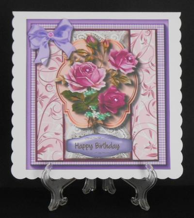 Lilac / Pink Roses in a Gingham Frame - CUP661381_1398 | Craftsuprint