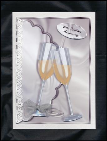 Silver Wedding Champagne Glasses Scalloped Envelope Card - CUP208936 ...
