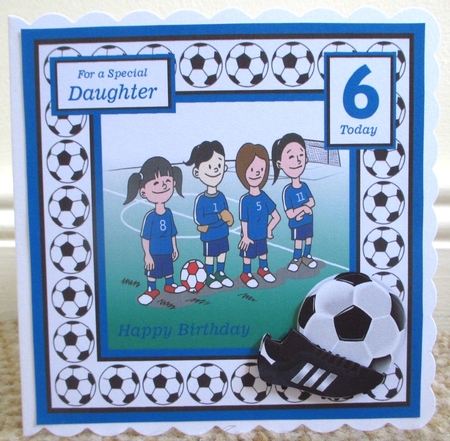 Football birthday card for girls with age and family sentiments and ...