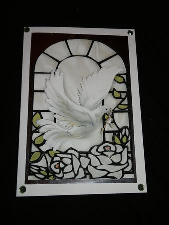 White Dove with Silver Roses in a Window Frame A4 - CUP296382_415 ...