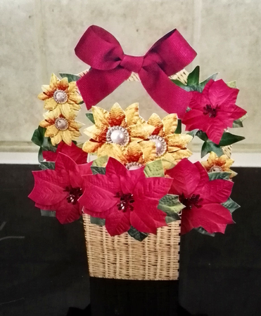 Christmas Poinsettias Basket Card - CUP813826_155 | Craftsuprint