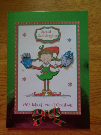 Christmas card with cute elf carrying gifts with decoupage - CUP739079 ...