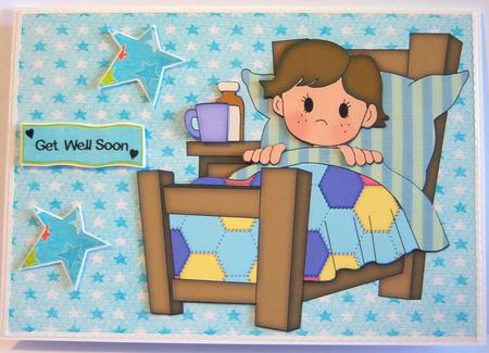 Get Well Soon Boy on Blue Star Background - CUP293031_983 | Craftsuprint