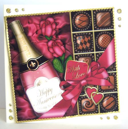 Anniversary Champers Chocs N Roses Shell Edged Corner Stacke - Photo by ...