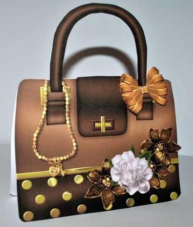 Handbag card In Brown & Gold - CUP831517_936 | Craftsuprint