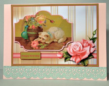 Cat and a Rose Card with Decoupage - CUP573312_8 | Craftsuprint