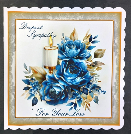 7x7 Deepest Sympathy Blue Roses and Candle - CUP1223589_1416 | Craftsuprint