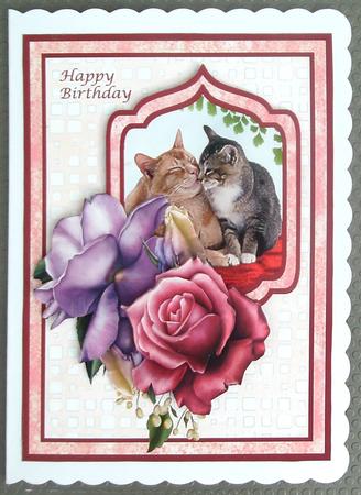 Cats and Roses Card Front - CUP600360_173 | Craftsuprint