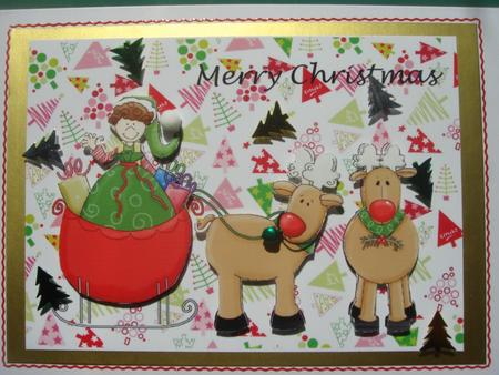 Xmas Reindeer and Elf in Sleigh A4 Card Front - CUP149828_651 ...