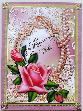 Pink Rose, Pearls & Shimmering Frame - CUP364275_1763 | Craftsuprint