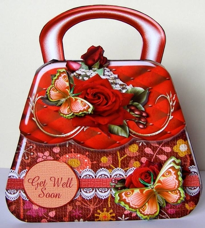 Red Roses Handbag Shaped Card Mini Kit with bonus insert and Envelope ...
