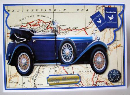 Blue Vintage Car Envelope Cardfront - CUP206135_613 | Craftsuprint