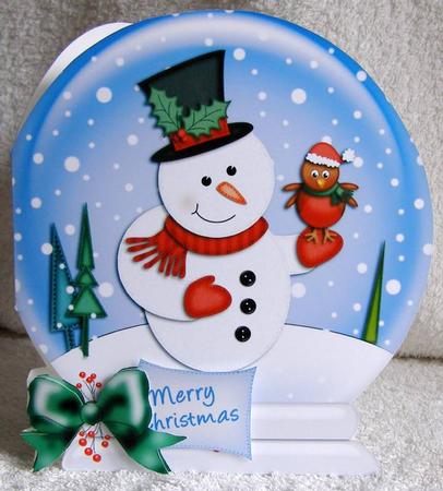 Xmas Snowman Snow Globe Shaped Card - CUP245571_359 | Craftsuprint