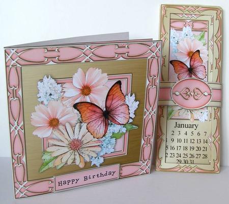 Flowers & Butterfly Bookmark Calendar Fold Card Kit - CUP448672_359 ...