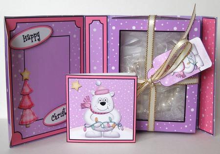 3D Xmas Ben Polar Bear's Lights Gift Box Card Kit & Pyramage ...