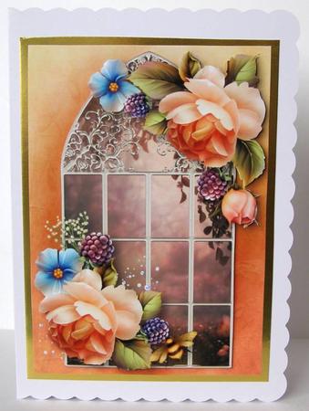 Enchanted Peach Roses Window - CUP485560_1763 | Craftsuprint