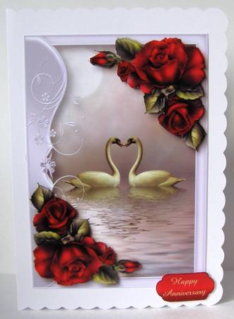 Serene Swans with Romantic Red Roses - CUP521164_1763 | Craftsuprint