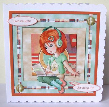 Busy Girl at Her Laptop Card with Topper - CUP607860_8 | Craftsuprint