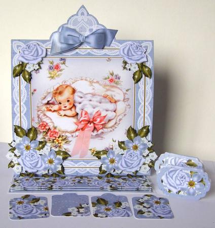 Baby Boy Blue Lace Top Easel Card & Envelope Kit - CUP614143_10 ...