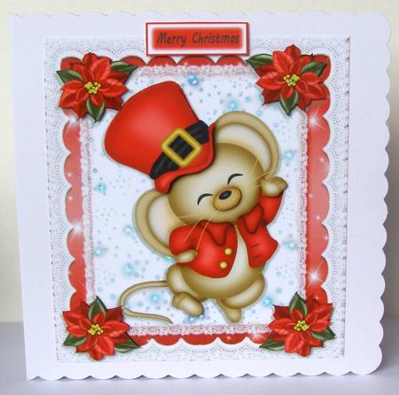 Adorable Santa Mouse 8x8 - CUP634197_983 | Craftsuprint