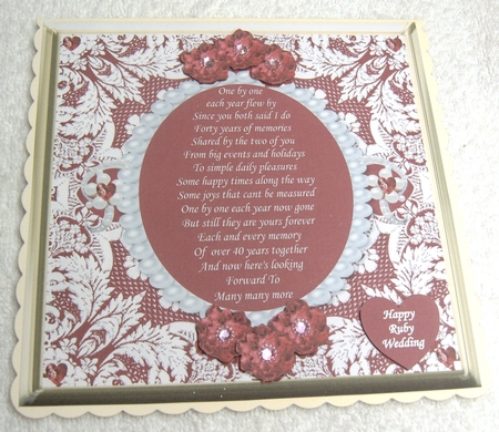 WEDDING VOW RENEWAL RUBY ANNIVERSARY - GREAT VERSE MULTIPLE SENTIMENTS ...