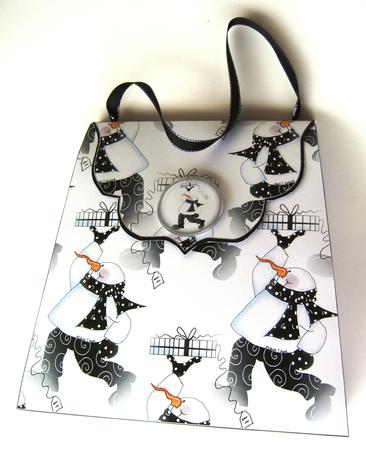Large Gift Handbag - Monochrome Snowman - CUP442187_66 | Craftsuprint