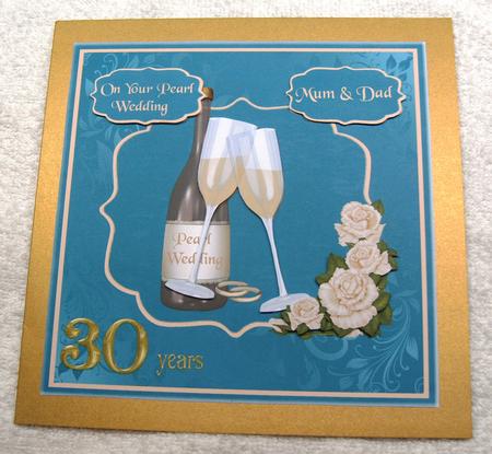 Pearl Wedding Card with Champagne Glasses & Ivory Roses - CUP666026 ...