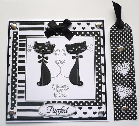 Kool Kats Purrfect Love Monochrome Quick Card with Decoupage - Photo by ...