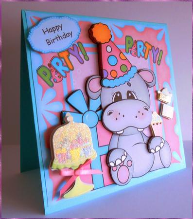 Cute Hippo with Party Hat 8x8 Mini Kit - CUP538935_983 | Craftsuprint
