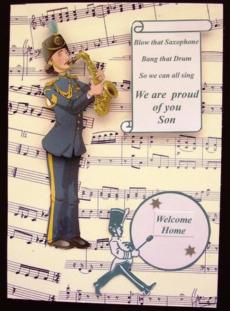 Saxophone Army Lady Decoupage Sheet. - CUP107423_437 | Craftsuprint