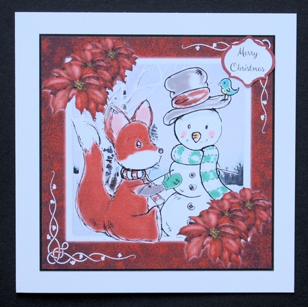 Gorgeous Fox With Snowman 8x8 - CUP829677_983 | Craftsuprint