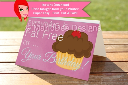 Funny Birthday Card - 5x7 Print Cut Fold Cupcake d2 Design - CUP718764 ...