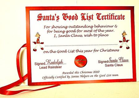 Santa's Good List Certificate Topper - CUP130506_631 | Craftsuprint
