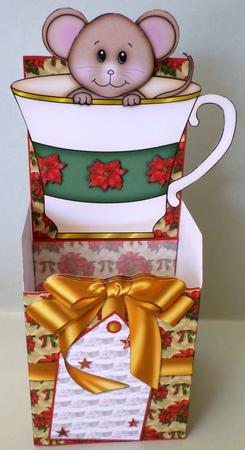 Christmas Mouse in a Tea Cup Box Card - CUP261066_38 | Craftsuprint