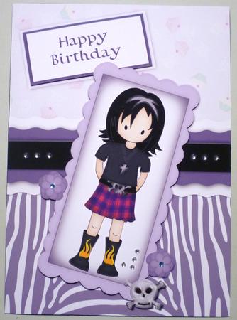 Emo or Goth Girl Birthday Card in Purples - CUP343863_1789 | Craftsuprint