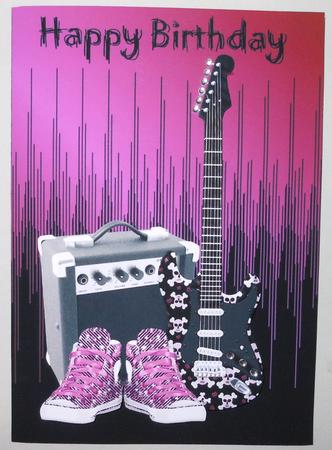 Pink Punk Rock Guitar and Basketball Boots Card Front - CUP349301_376 ...