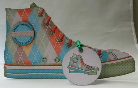 Sneaker Shoe Shape Card Birthday Softgreen - CUP562660_2013 | Craftsuprint