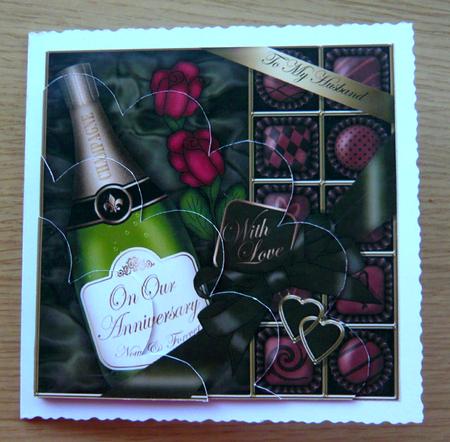 Husband Anniversary Champers Chocs N Roses Shell Edged - CUP268603_359 ...