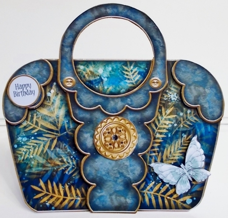 Gold Leaves Pretty Handbag Shaped Card Mini Kit - Photo by Pam Stubley