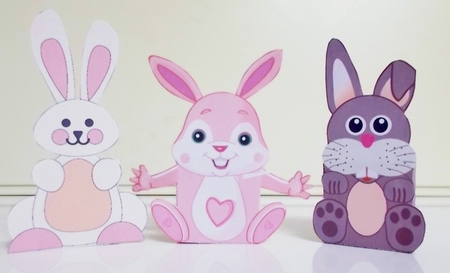 Gift box templates. Animals, bunny, rabbit, Easter. Simple box, square ...
