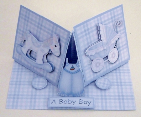 New Baby Boy Double Twisted Easel Card with Stand Up Element ...