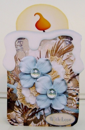 Candle Shape Card Vintage Blue Creme Flowers 940 - CUP719215_2166 ...